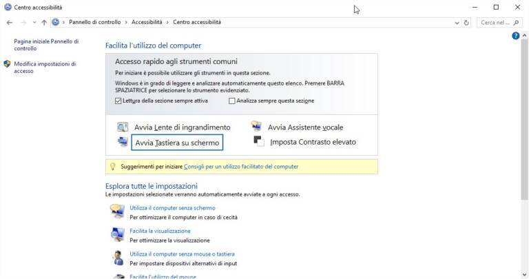 Come attivare la tastiera su schermo in Windows 10, 8 e 7